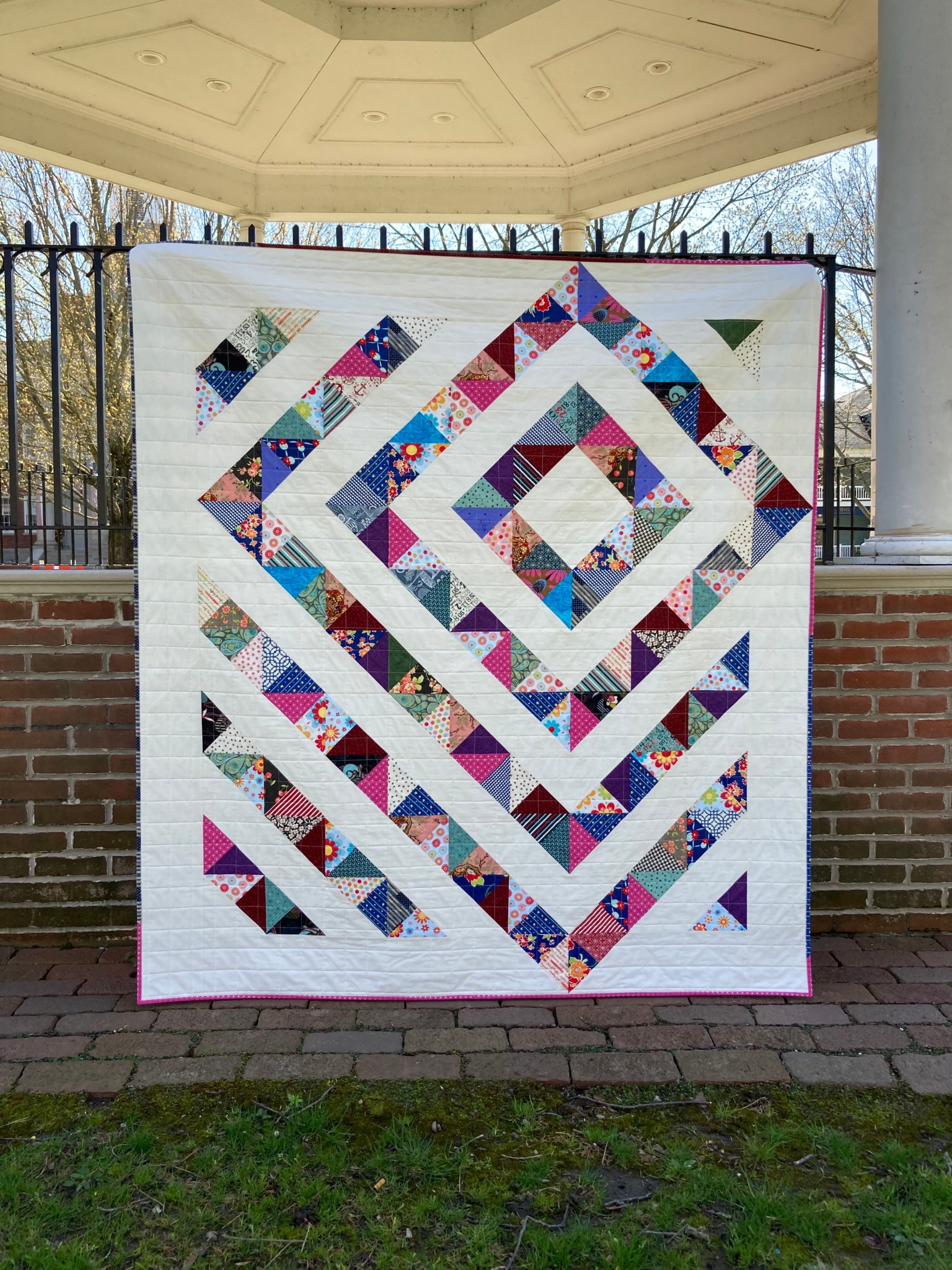 Scrappy Four Patch Charm Quilt – Monday Morning Designs